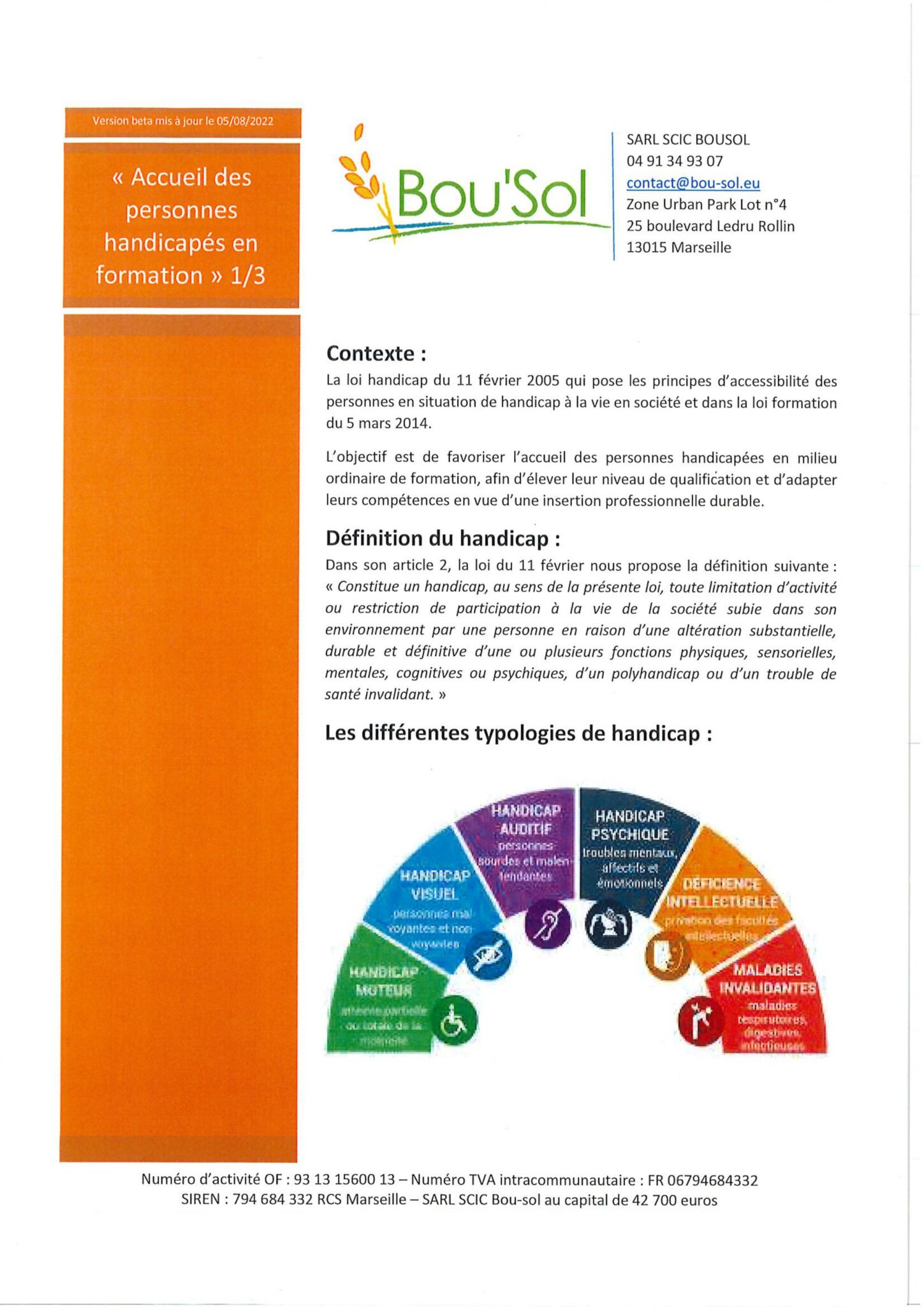 ACCUEIL DES PERSONNES HANDICAPES EN FORMATION – BOUSOL – Le réseau des ...